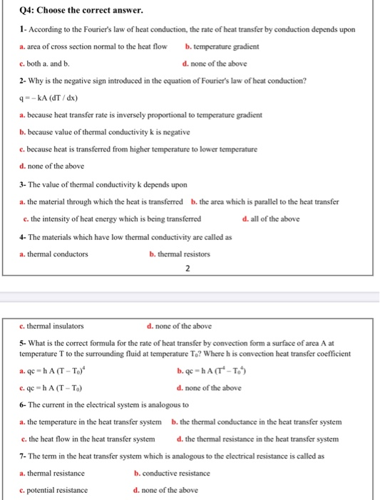 Solved Q4: Choose the correct answer. 1- According to the | Chegg.com