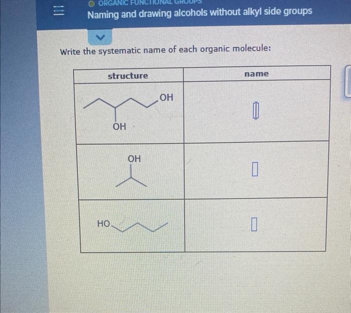 Solved Write the systematic name of each organic molecule: | Chegg.com
