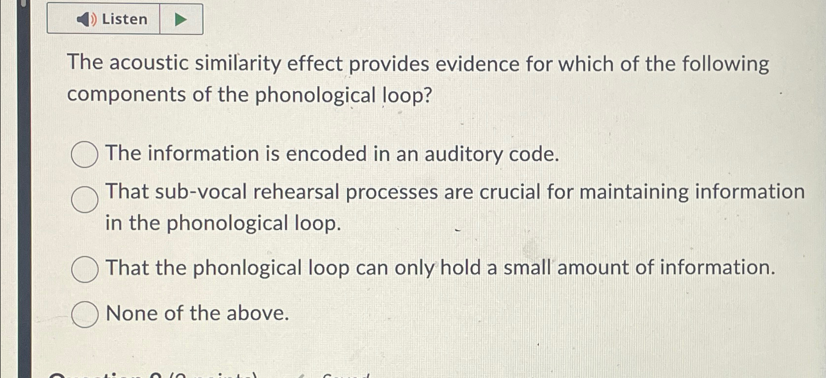 Solved ListenThe acoustic similarity effect provides | Chegg.com