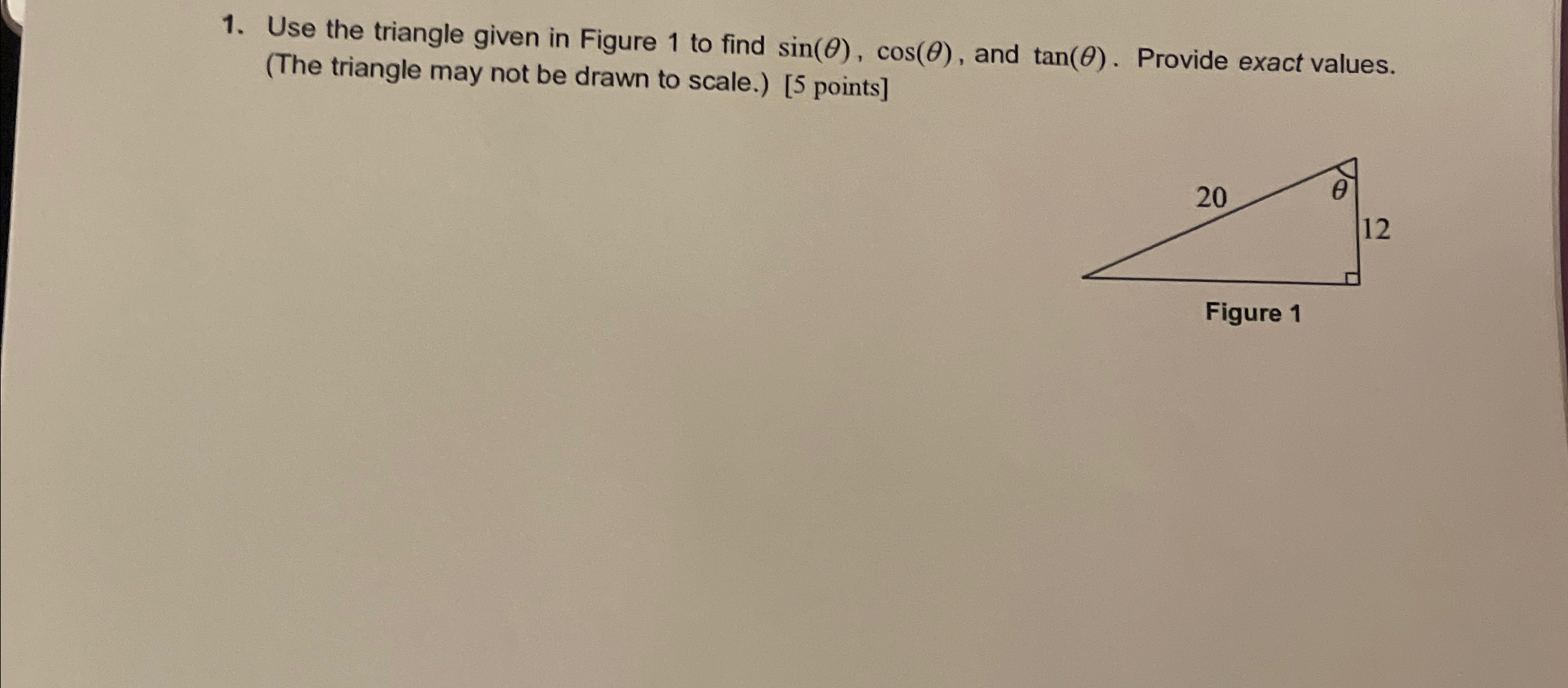 Solved Use the triangle given in Figure 1 ﻿to find | Chegg.com
