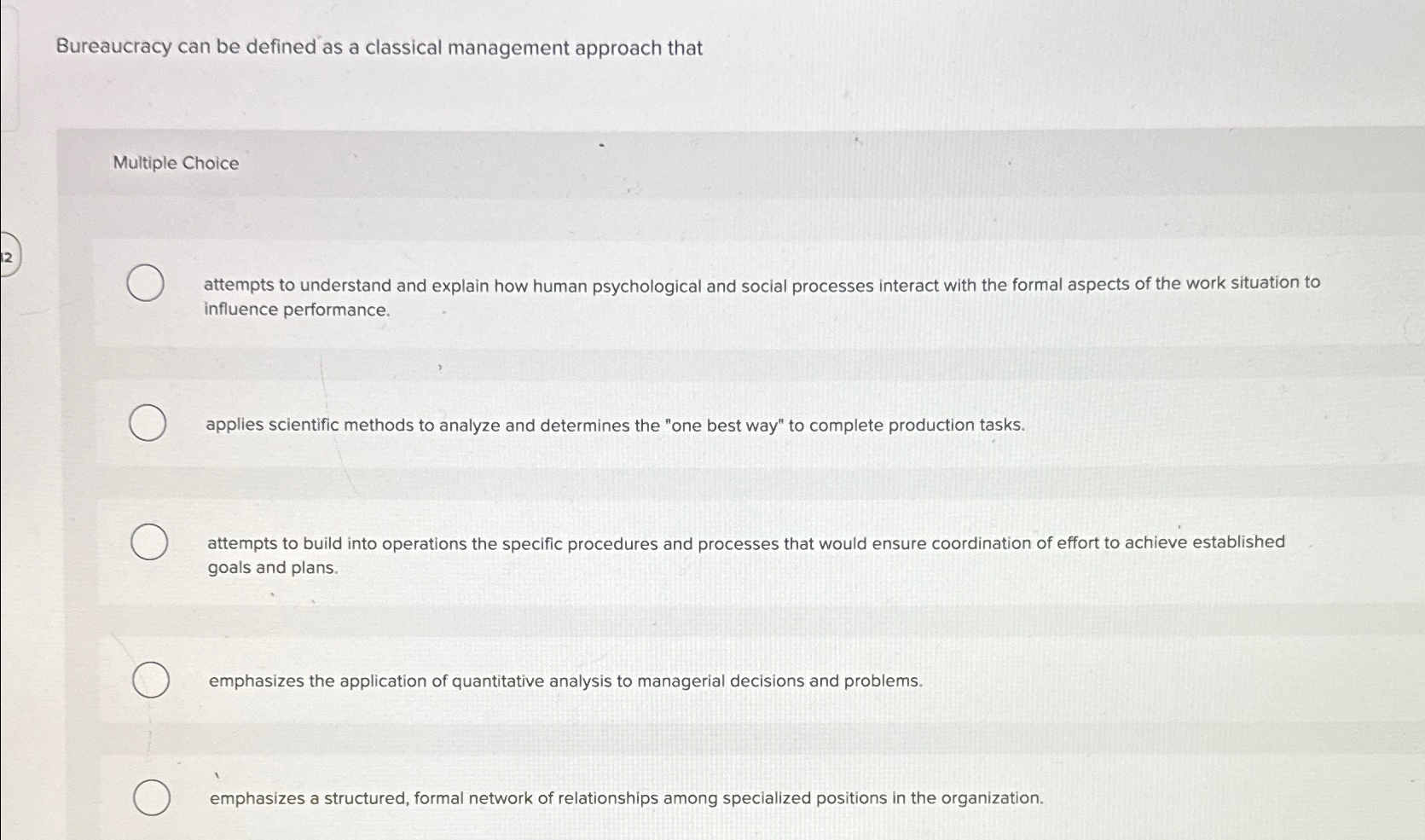 Solved Bureaucracy can be defined as a classical management | Chegg.com