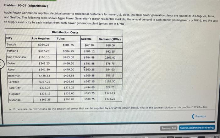 Solved Aggie Power Generation supplies electrical power to | Chegg.com