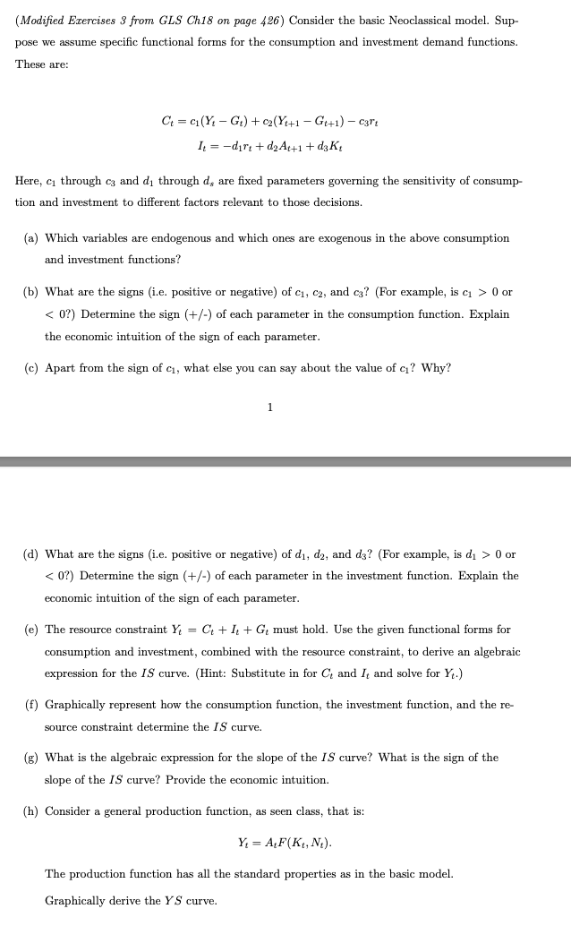 Solved (Modified Exercises 3 ﻿from GLS Ch18 ﻿on page 426) | Chegg.com