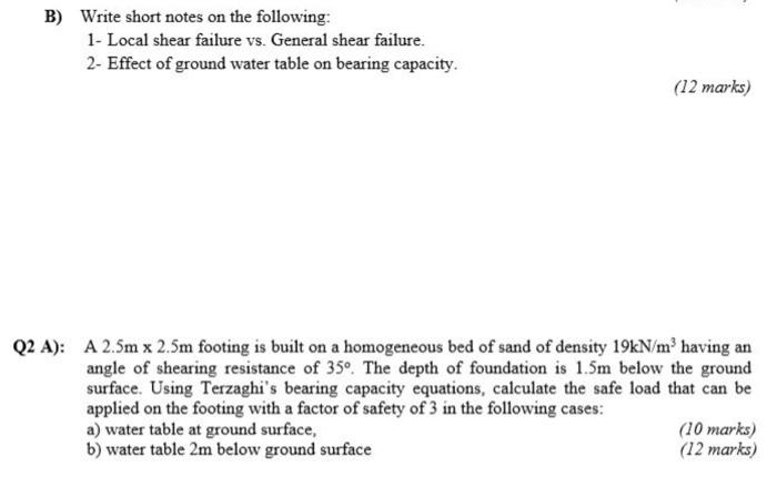 Solved B) Write short notes on the following: 1- Local shear | Chegg.com