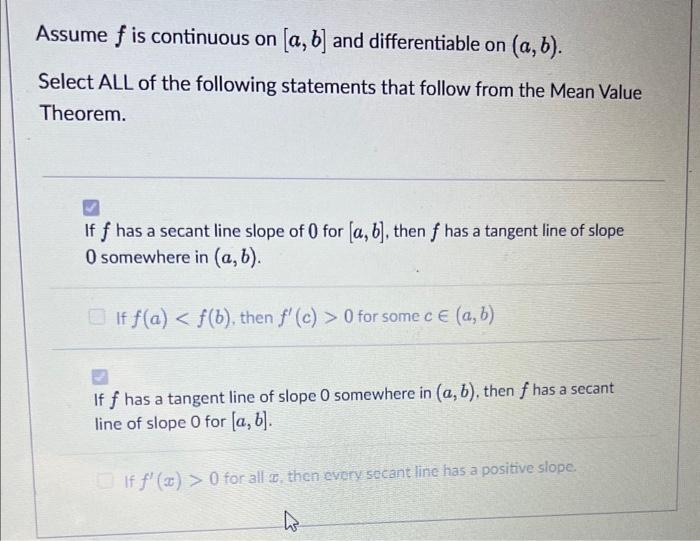 Solved Assume f is continuous on [a,b] and differentiable on | Chegg.com