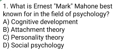Solved What is Ernest "Mark" Mahone best known for in the | Chegg.com