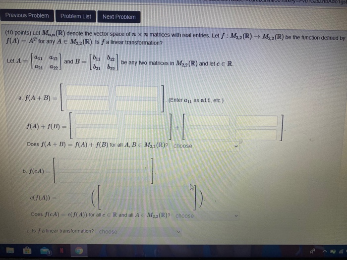 Solved Linear Transformations. Problem 5 Previous Problem | Chegg.com