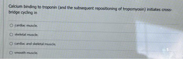 Solved Calcium binding to troponin (and the subsequent | Chegg.com