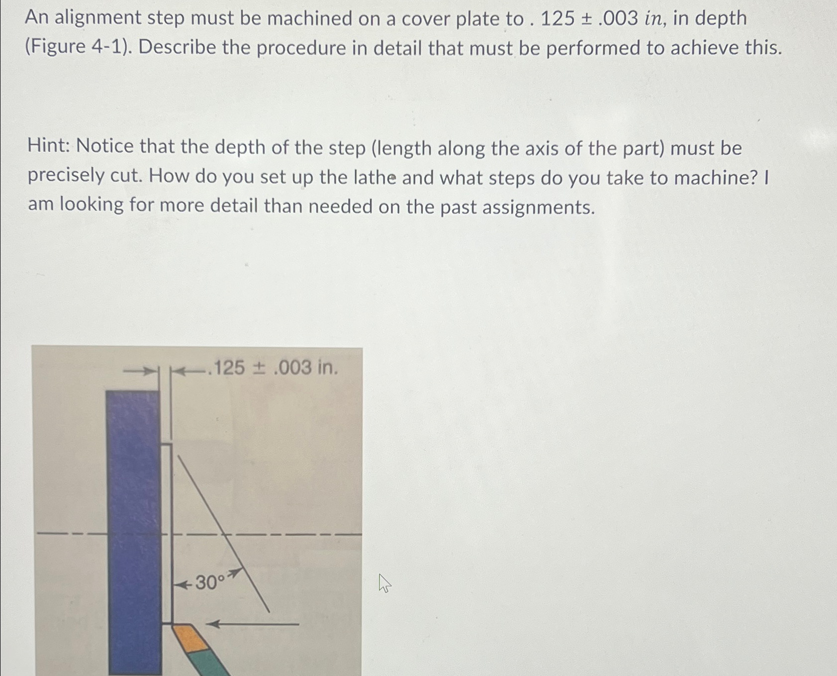 Solved An alignment step must be machined on a cover plate | Chegg.com