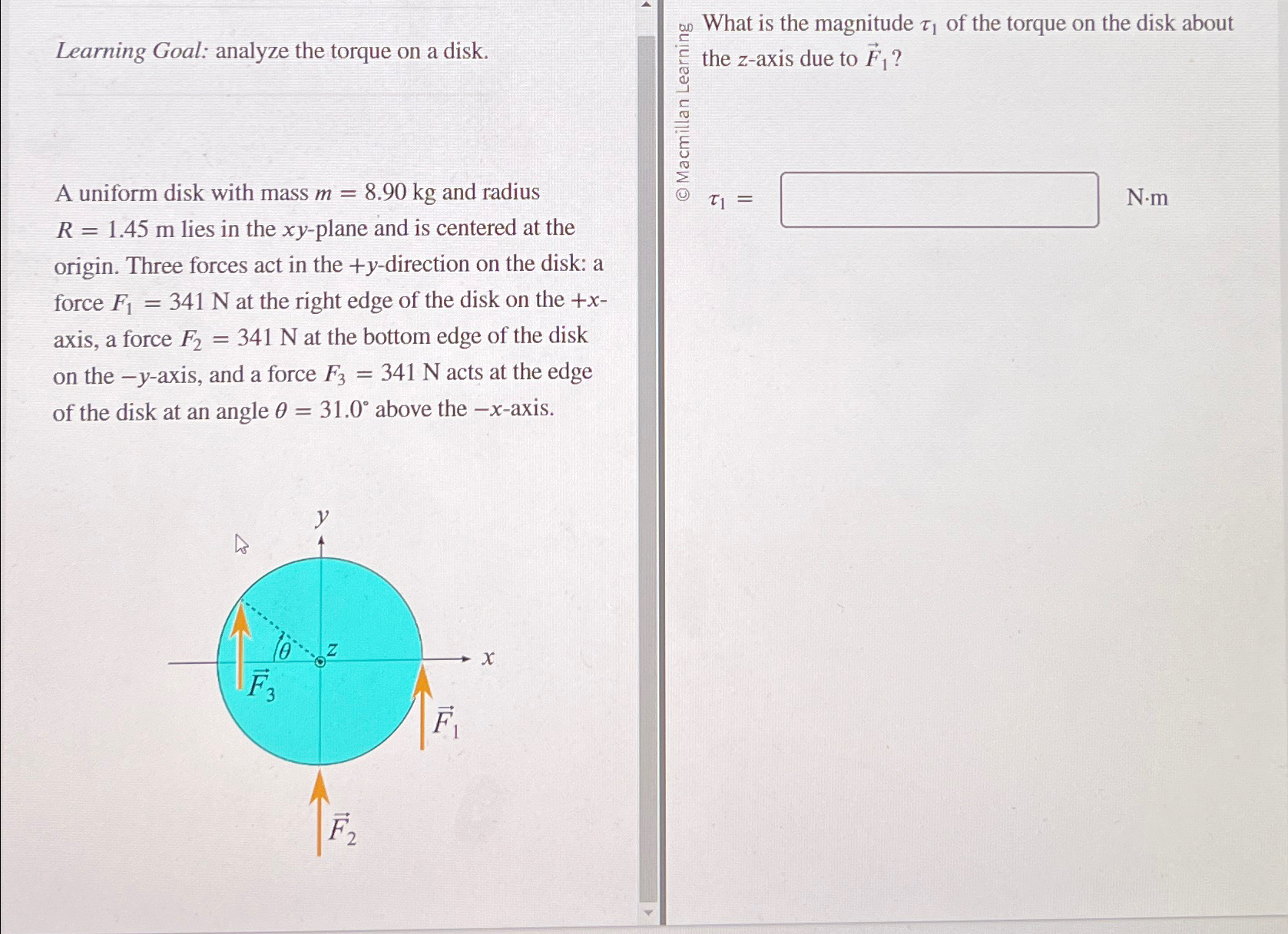 Solved Learning Goal: analyze the torque on a disk.A uniform | Chegg.com