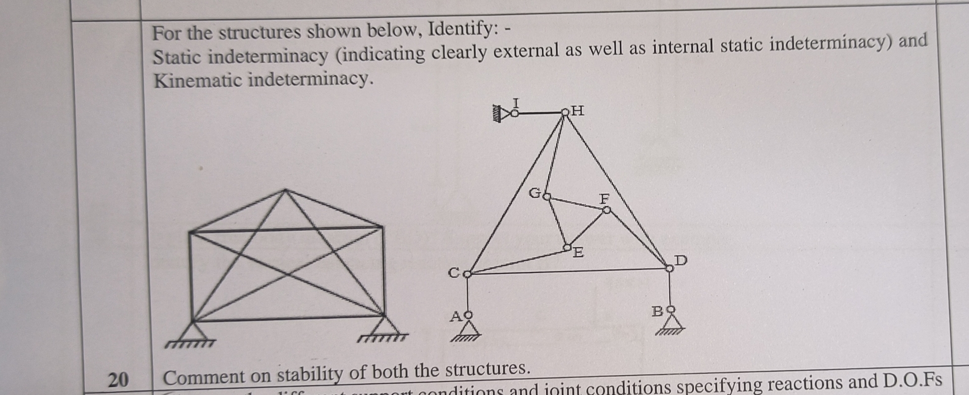 Solved For the structures shown below, Identify:Static | Chegg.com