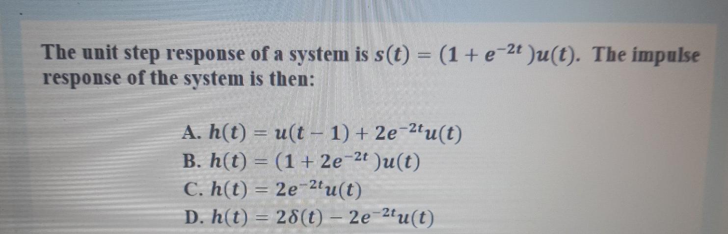 Solved The unit step response of a system is s(t) = (1 + | Chegg.com