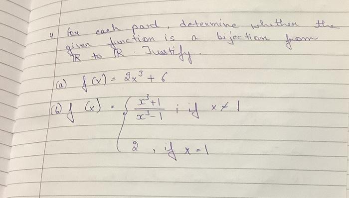 Solved the each part, determine whether 4. bijection from | Chegg.com
