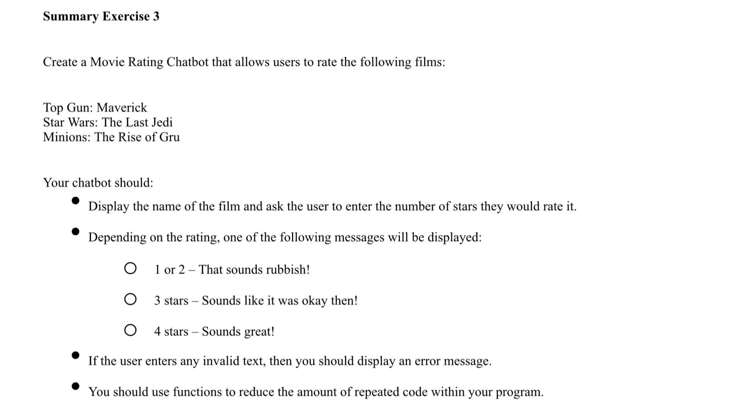 Solved Summary Exercise 3Create the code in c++. ﻿Use | Chegg.com