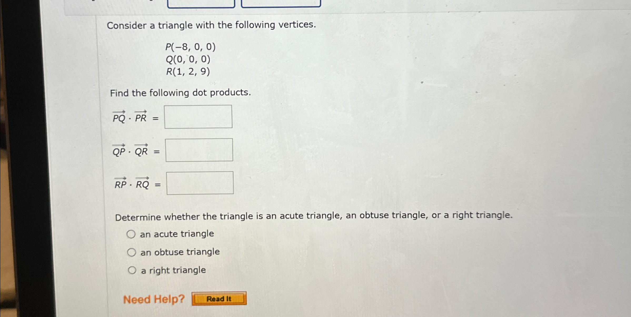 Solved Consider a triangle with the following | Chegg.com
