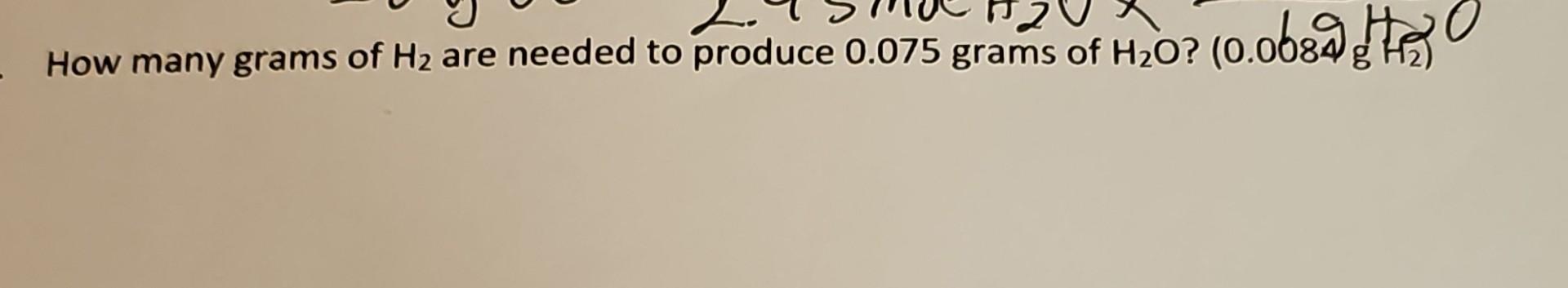 Solved How many grams of H2 are needed to produce 0.075 | Chegg.com