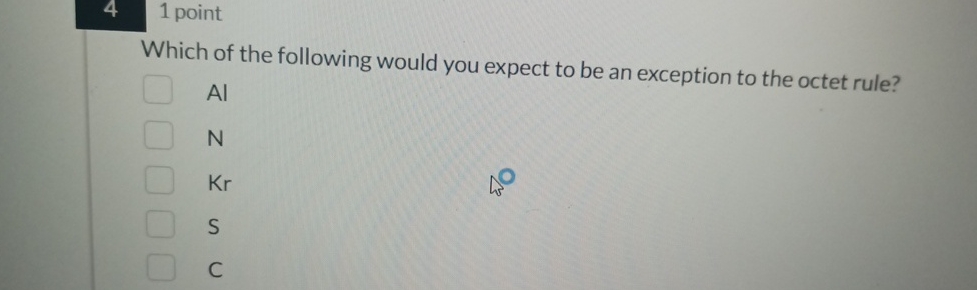 Solved 41 ﻿pointWhich of the following would you expect to | Chegg.com