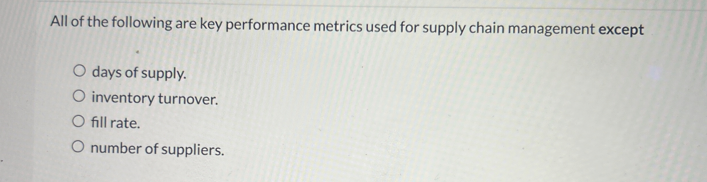Solved All of the following are key performance metrics used | Chegg.com