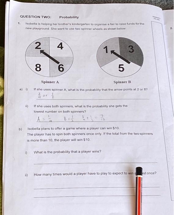Solved QUESTION TWO: Probability Isobella is helping her | Chegg.com