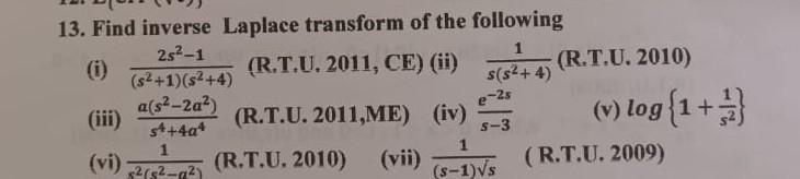 Solved 13. Find inverse Laplace transform of the following | Chegg.com