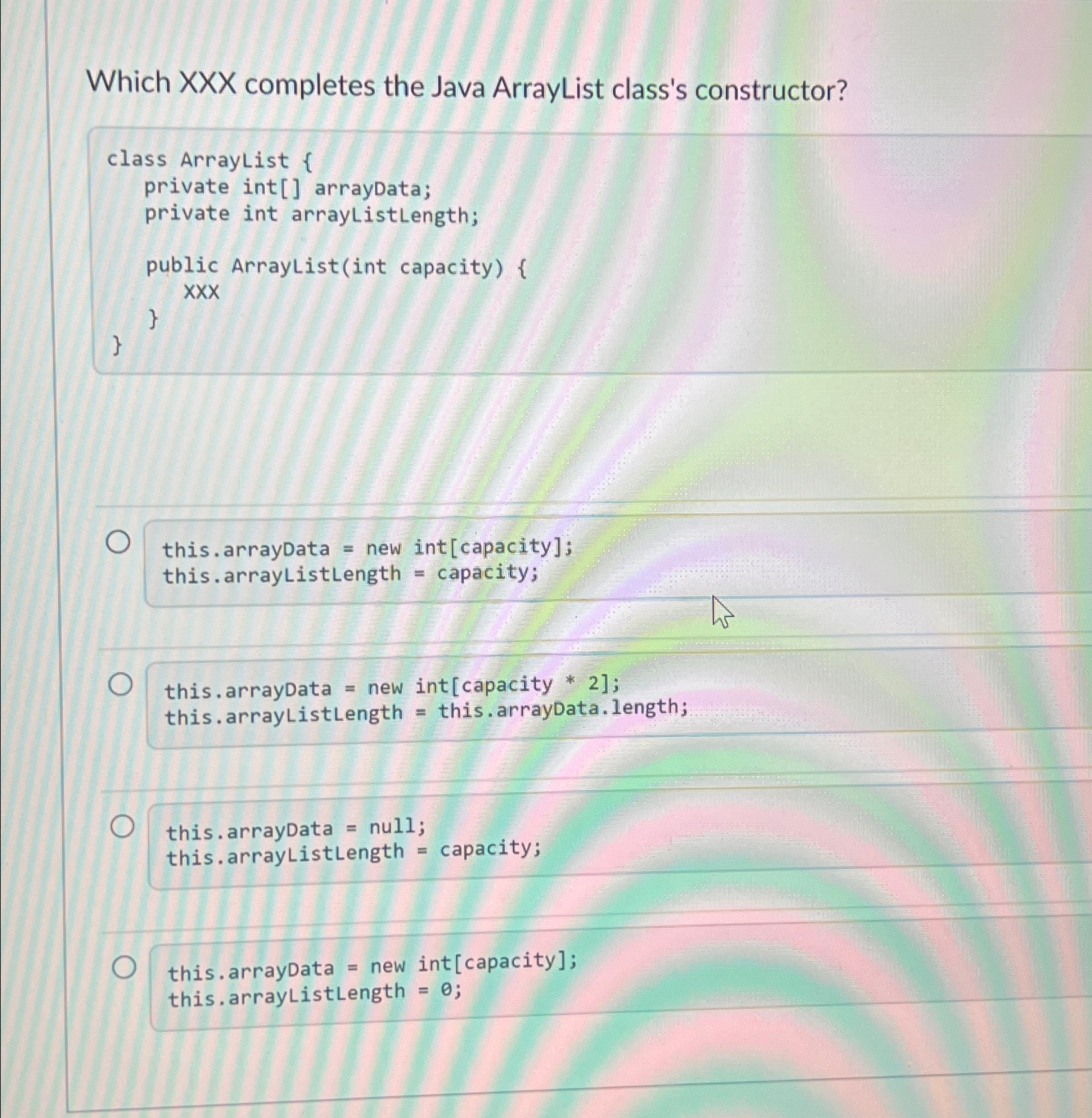 Solved Which XXX completes the Java ArrayList class's | Chegg.com