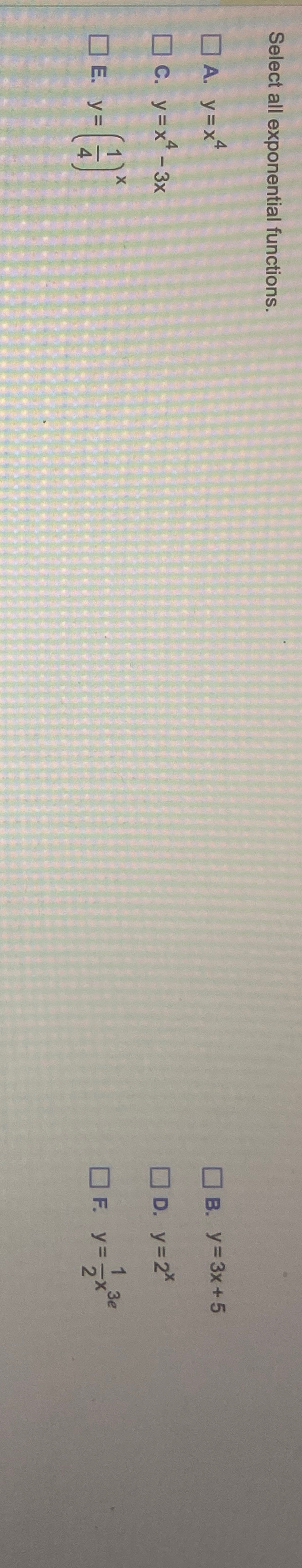 Solved Select all exponential | Chegg.com