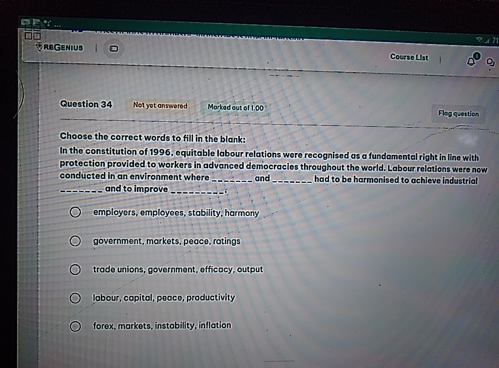 Solved Question 34Not yot answeredMarked out of | Chegg.com