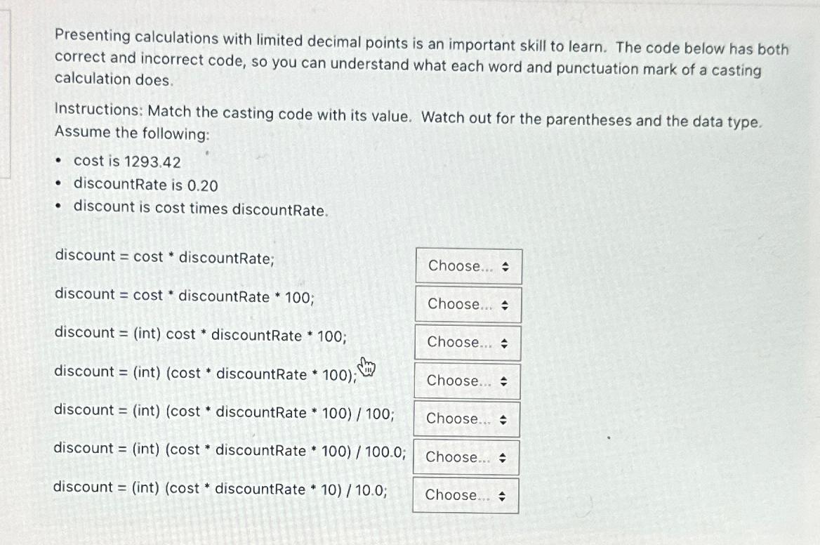 Solved Presenting calculations with limited decimal points | Chegg.com