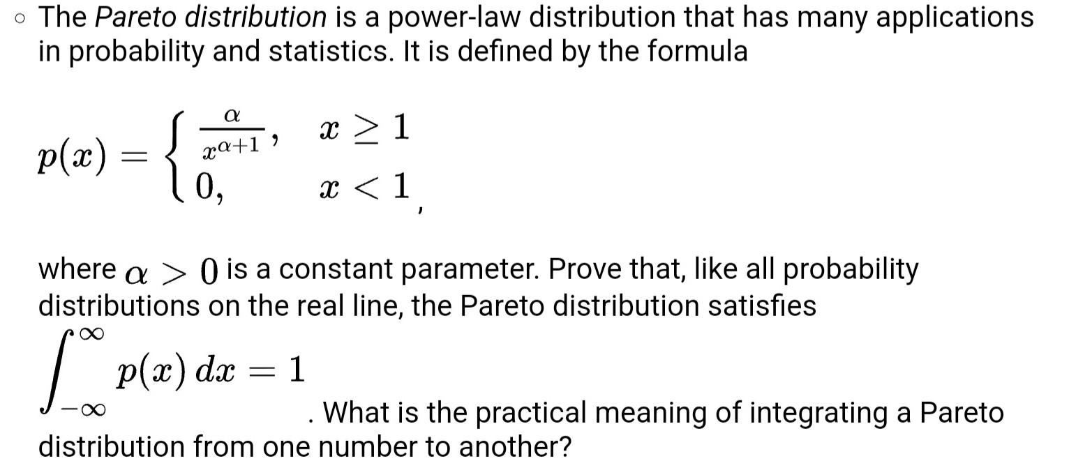 Solved • The Pareto distribution is a power-law distribution | Chegg.com