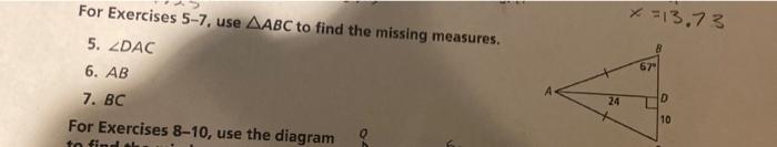 Solved For Exercises 5−7, use ABC to find the missing | Chegg.com