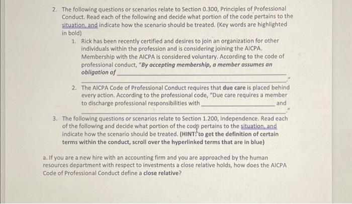 Solved 2. The following questions or scenarios relate to | Chegg.com