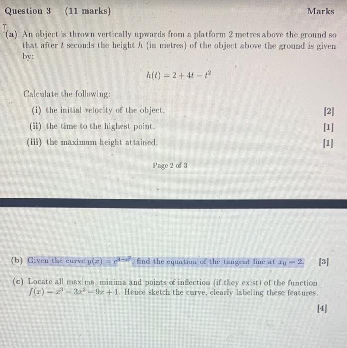 Solved a) An object is thrown vertically upwards from a | Chegg.com