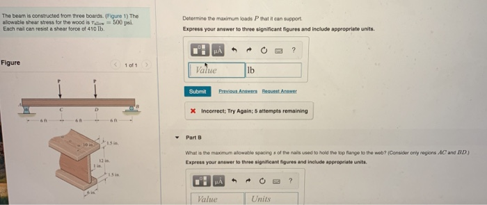 Solved The beam is constructed from three boards. (Figure 1) | Chegg.com