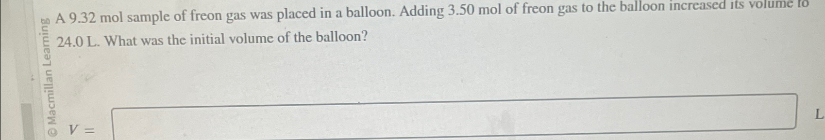 Solved A 9.32mol sample of freon gas was placed in a | Chegg.com