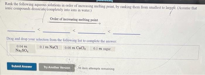 Solved Rank the following aqueous solutions in order of | Chegg.com