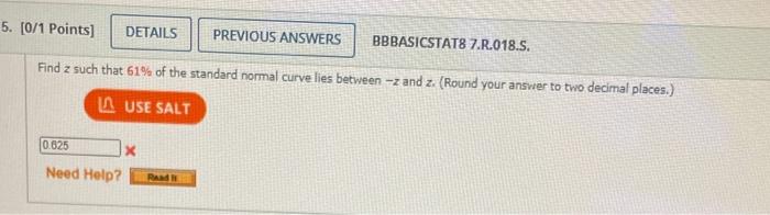 Solved 5. [0/1 Points] DETAILS PREVIOUS ANSWERS BBBASICSTAT8 | Chegg.com
