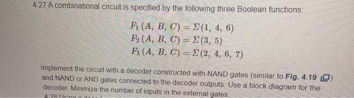 Solved 427 A Combinational Circuit Is Specified By The
