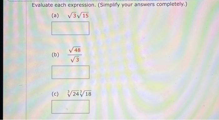 Solved Evaluate each expression. (Simplify your answers | Chegg.com