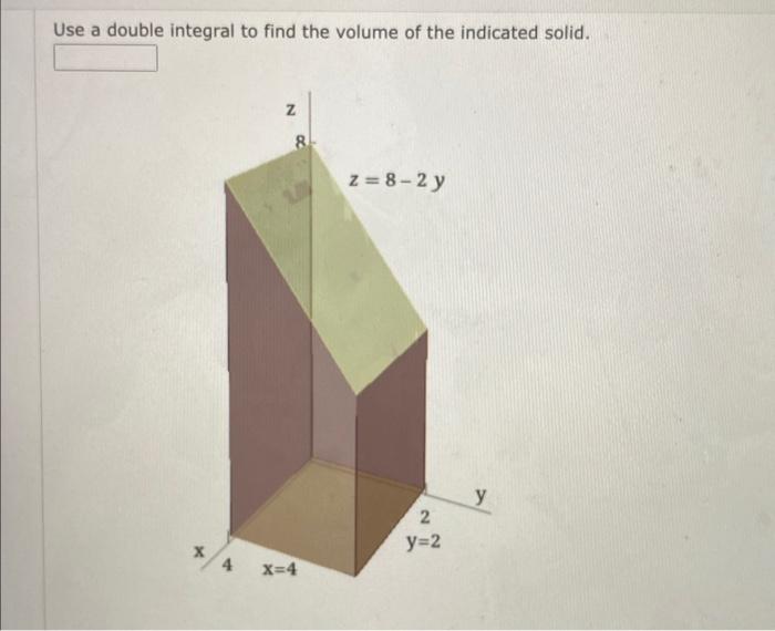 Solved Use a double integral to find the volume of the | Chegg.com