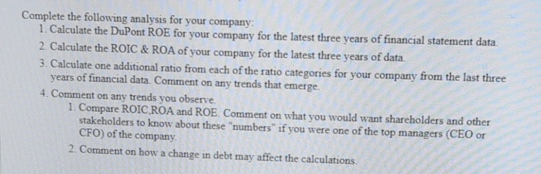 Solved Complete the following analysis for your | Chegg.com