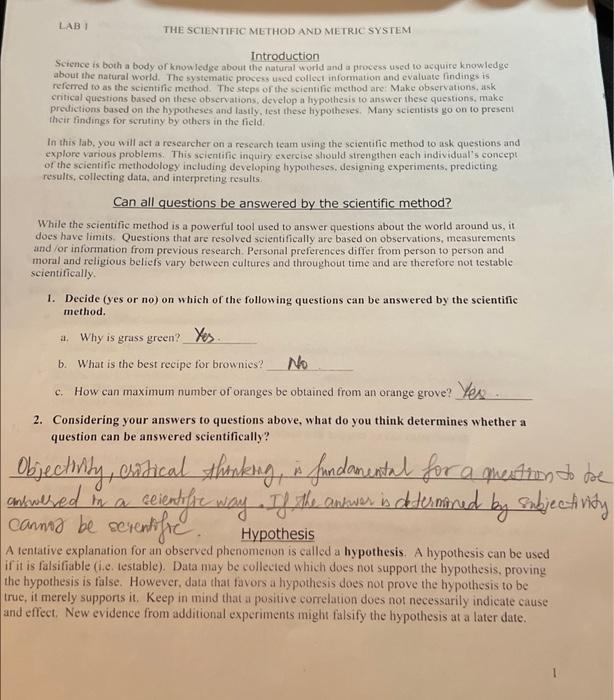 Solved Now write a prediction based on your hypothesis. | Chegg.com