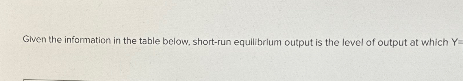 Solved Given the information in the table below, short-run | Chegg.com