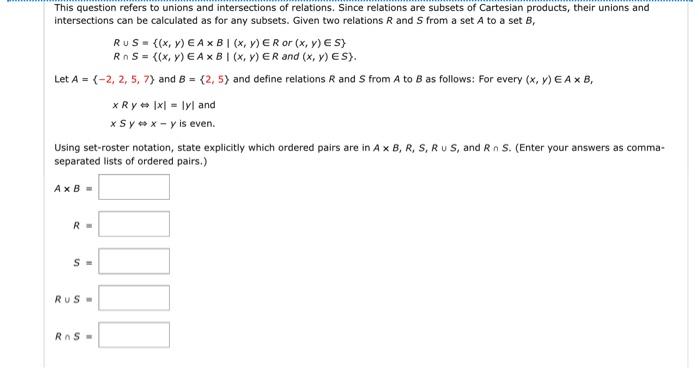 Solved intersections can be calculated as for any subsets. | Chegg.com
