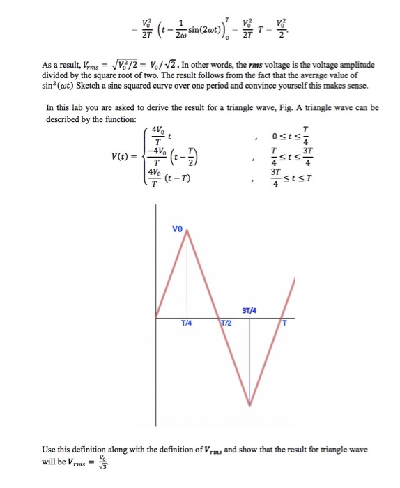Solved calculate the V rms of the tringle wave. Show your | Chegg.com