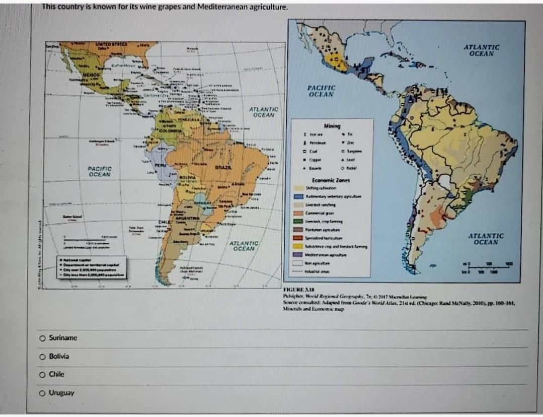 Solved Examine the map and choose the one best answer. Which | Chegg.com