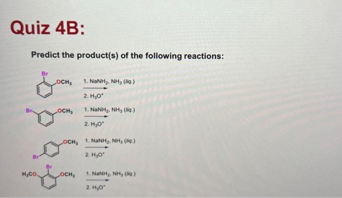 Solved Predict the product(s) of the following reactions: 1. | Chegg.com