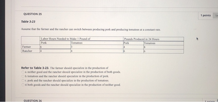 Solved Question Completion Status: QUESTION 1 Table 3-8 | Chegg.com