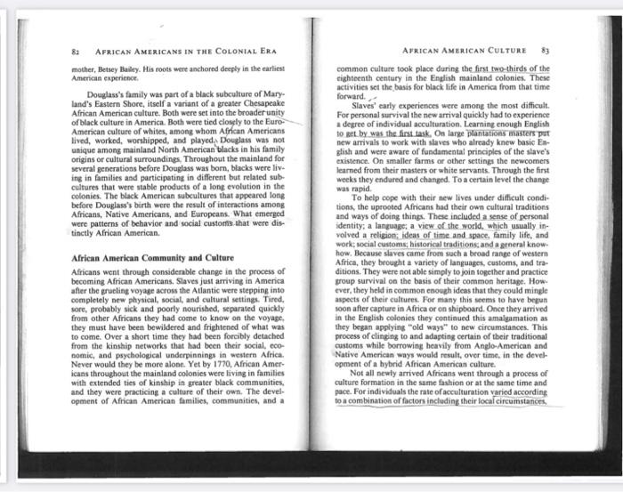 8 AFRICAN AMERICANS IN THE COLONIAL ERA mother, | Chegg.com