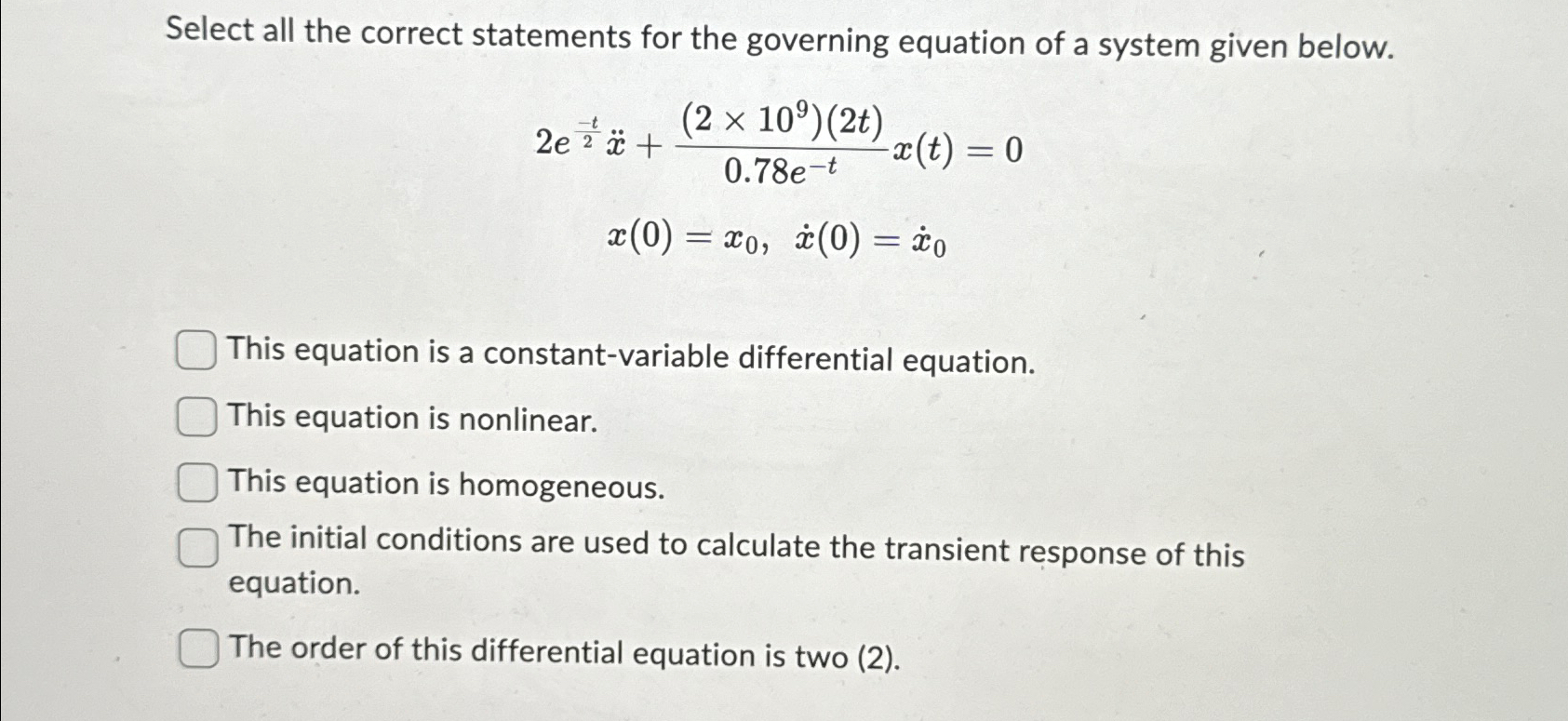 Solved Select all the correct statements for the governing | Chegg.com
