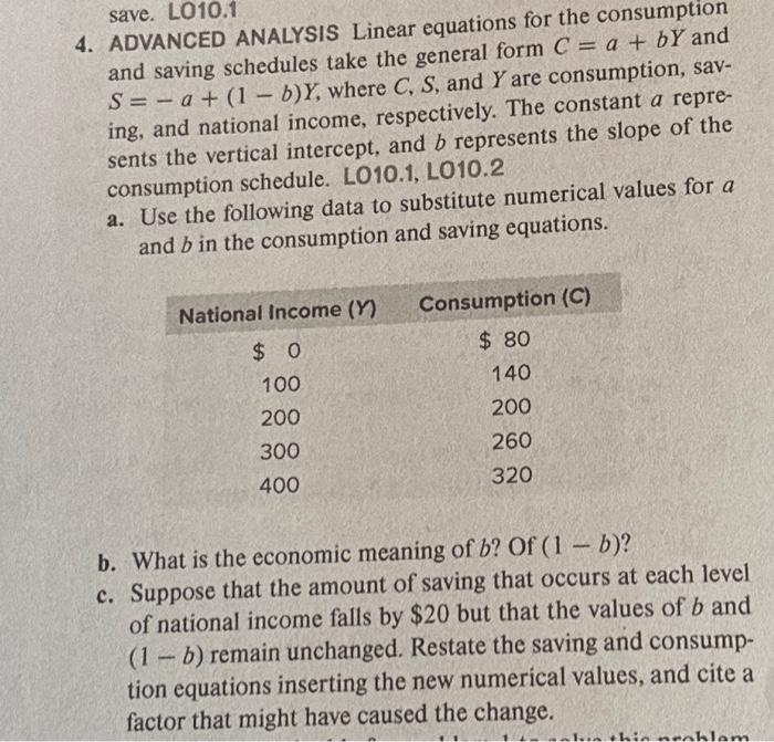 Solved 4. ADVANCED ANALYSIS Linear equations for the | Chegg.com